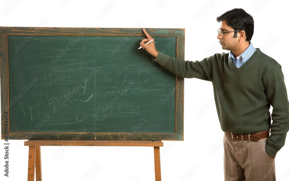 Isolated Teacher Using Chalkboard Isolated on Transparent Background ...