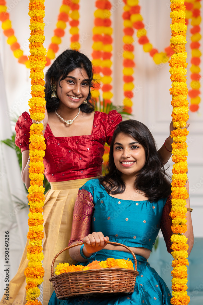 Celebrating Onam festival, South Indian female models wearing Kerala ...