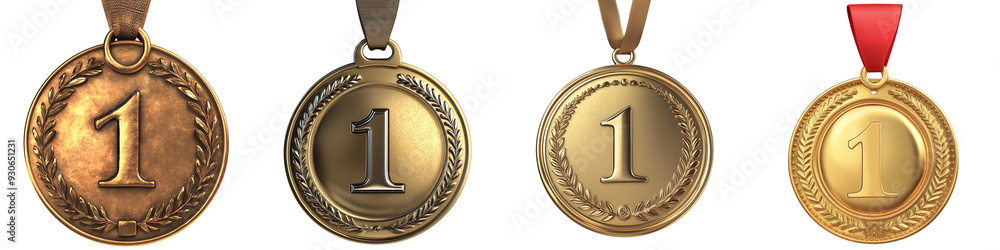 set of A competition or champion winning a gold medal, champion gold ...
