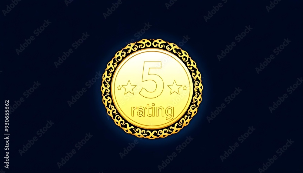Five-star rating embedded in a badge or emblem, symbolizing a seal of ...