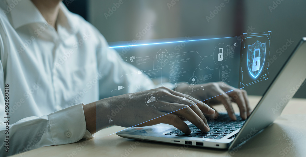 Business person explore the core of cyber security. Delve into cyber ...
