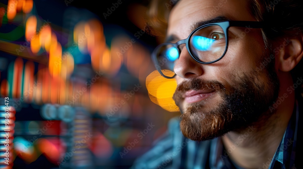 AI cyber security threat illustration, male IT specialist analysing data information technology ...