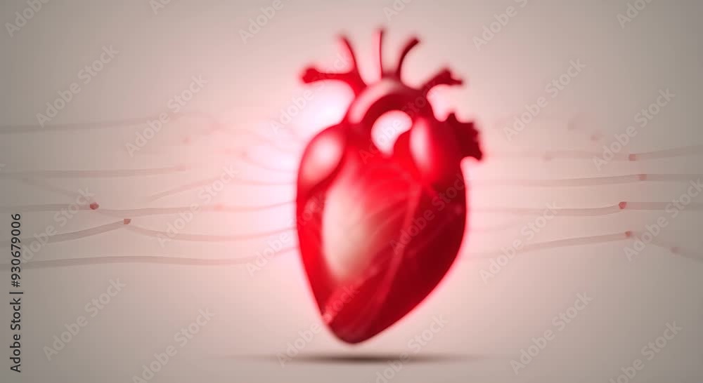 Abstract human heart shape with red cardio pulse line Creative stylized ...