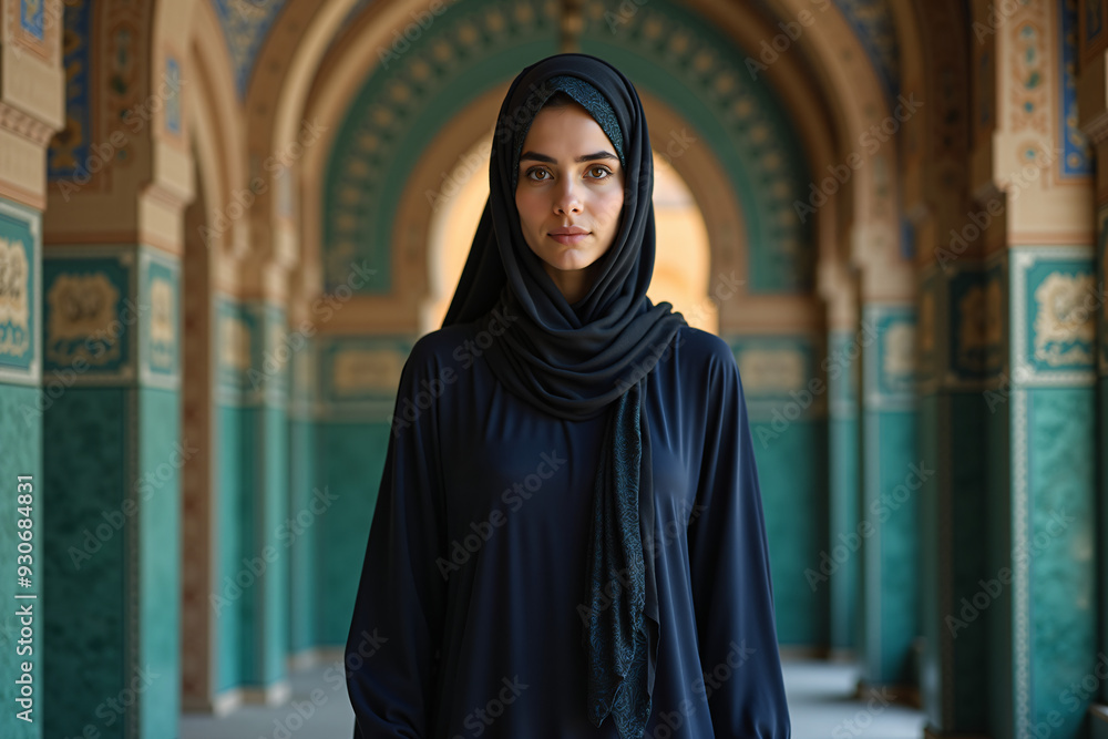Iranian woman in traditional chador standing in front of mosque Stock ...