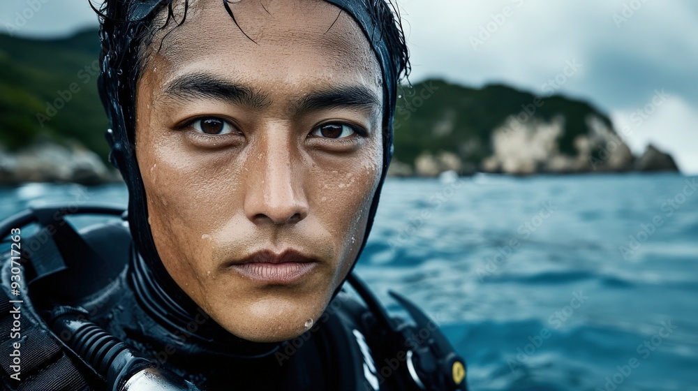 "Brave Coast Guard Diver Emerging from the Water in Dramatic Portrait ...
