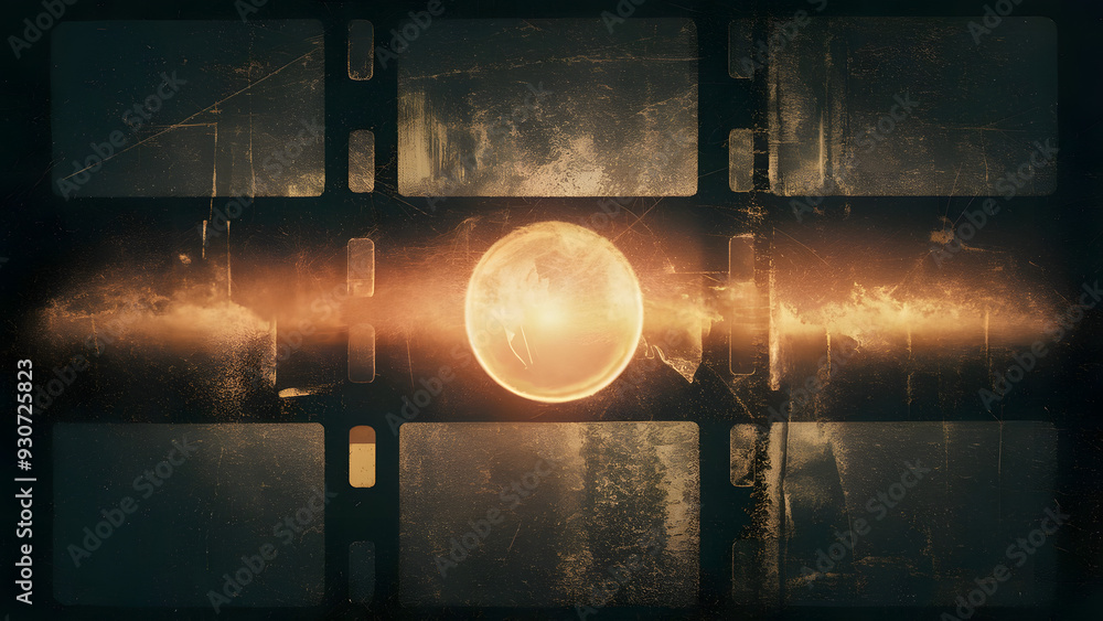 Cinematic Moon: A vintage film reel captures the ethereal glow of a ...