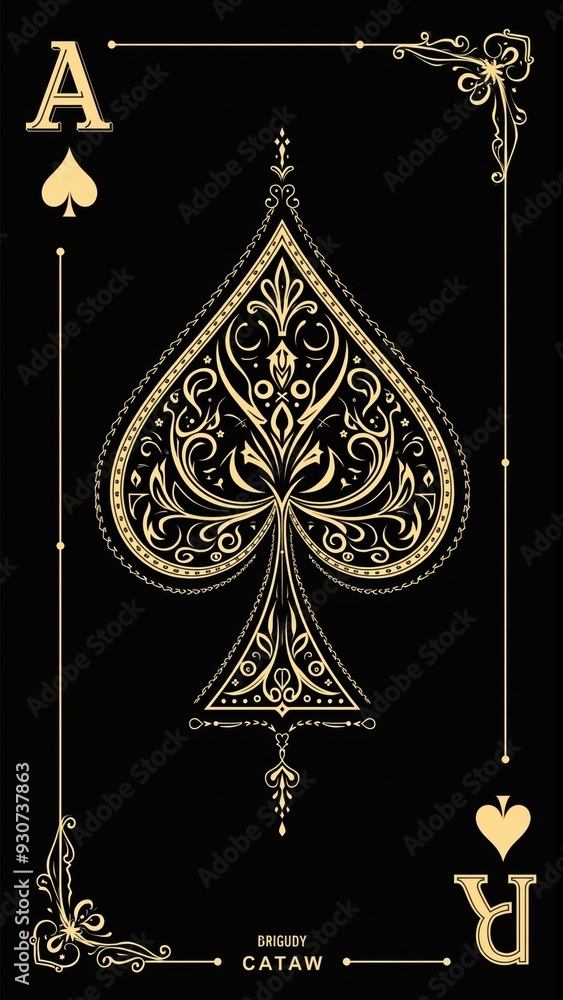 Intricate design of the Ace of Spades playing card, featuring luxurious ...