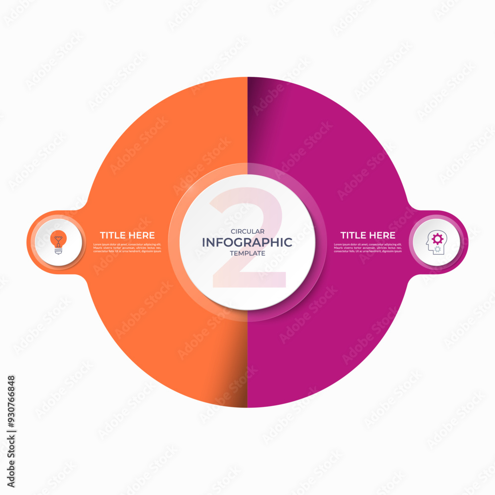 Infographic circle with 2 options, parts. 2-step vector template for ...