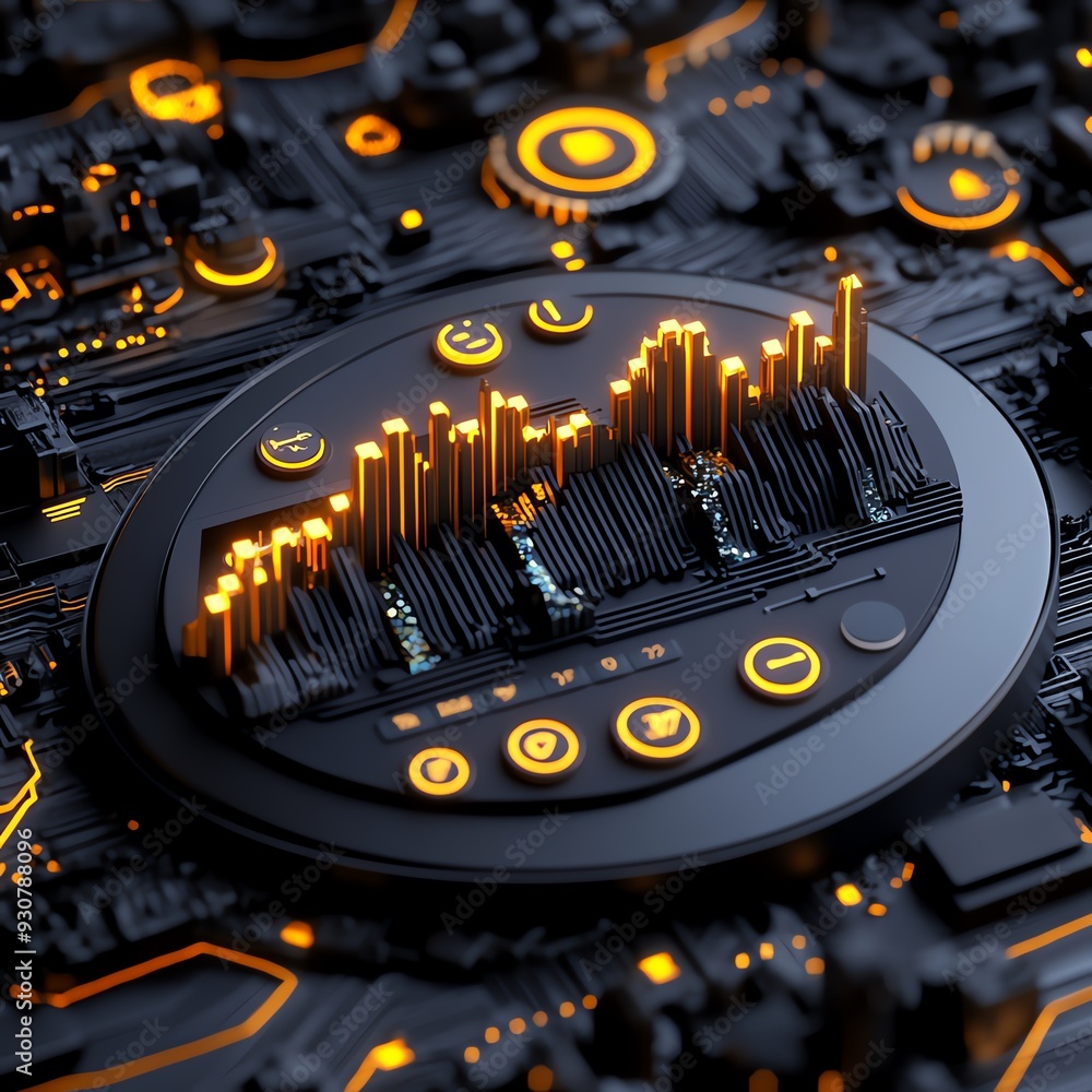 Performance metrics analysis, detailed charts and glowing key points ...