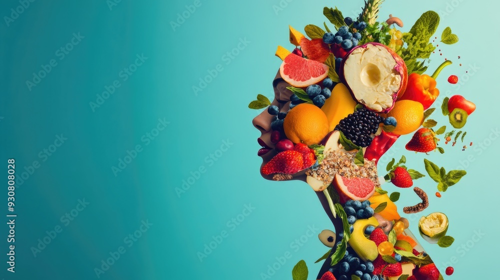 Abstract illustration of prescribed nutrition, blending colorful food ...