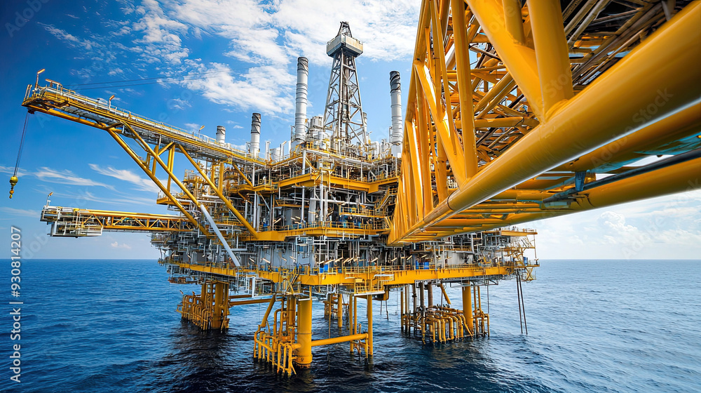 Offshore Oil and Gas Platform, Industrial Energy Facility, Marine ...