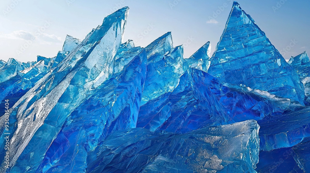 Stunning View of Silt-Streaked, Jagged Blue Ice Shapes, Dramatic ...