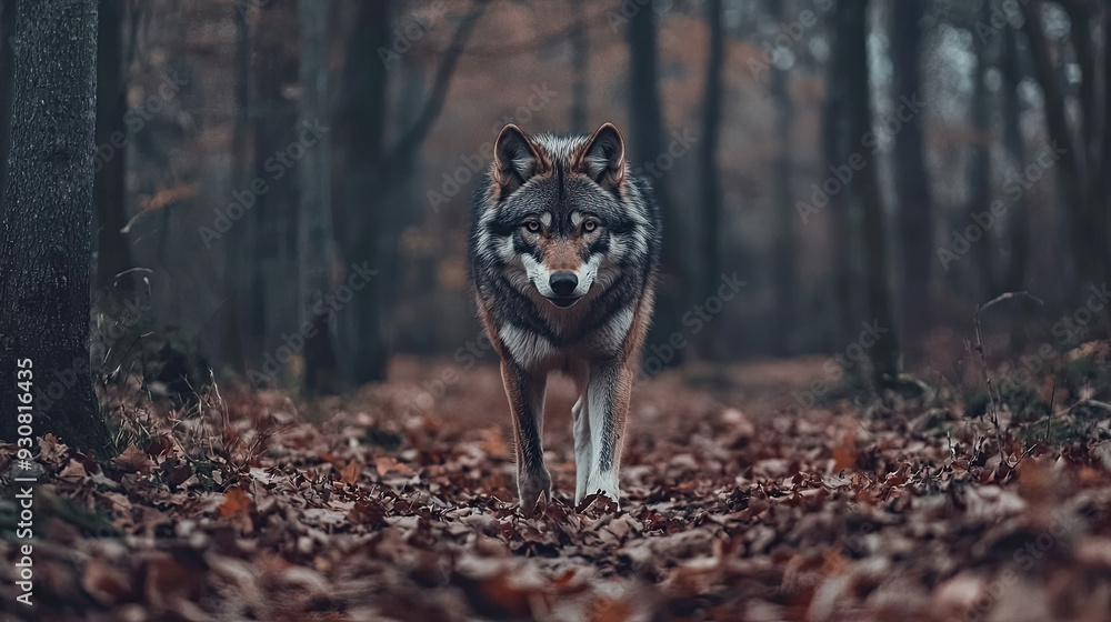 Wolf in the Forest, Majestic Wildlife, Natural Habitat, Forest Setting ...
