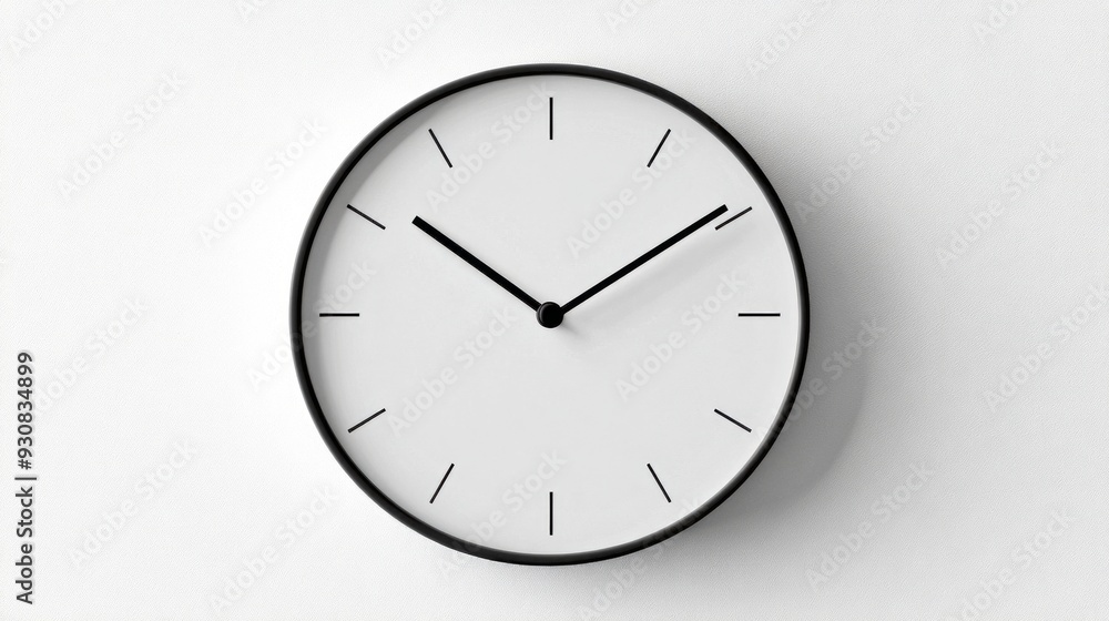 A modern wall clock with a minimalistic design. The clock features a ...