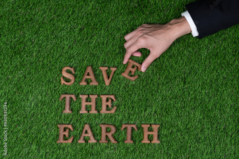Eco awareness campaign for Earth day concept showcase message arranged ...
