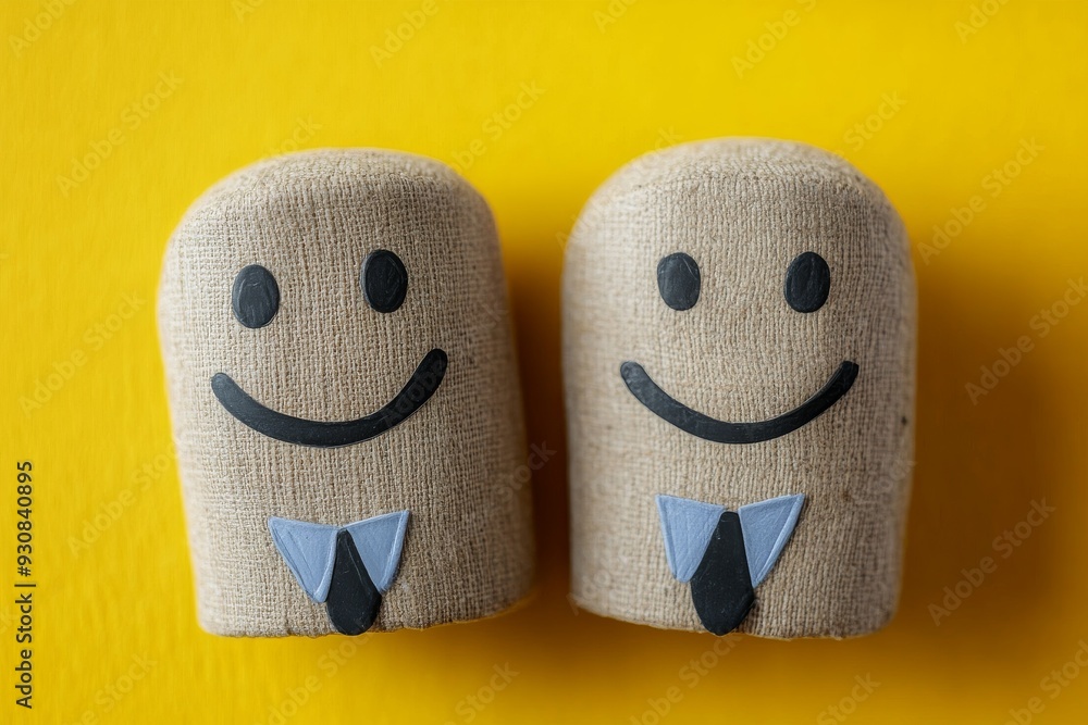 Cute Finger Puppets with Smiley Faces in Business Attire Combining ...