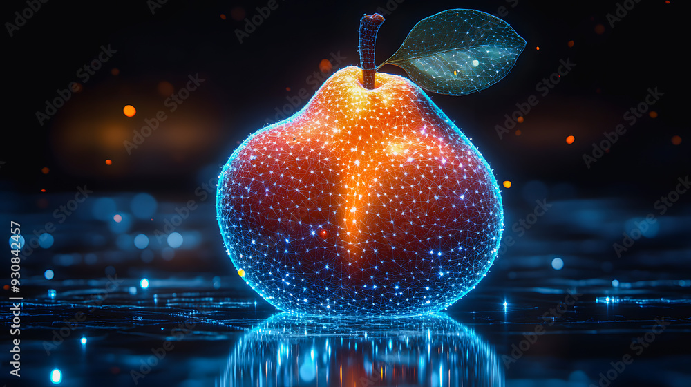 Abstract illustration of the lines, shape and structure of a pear ...