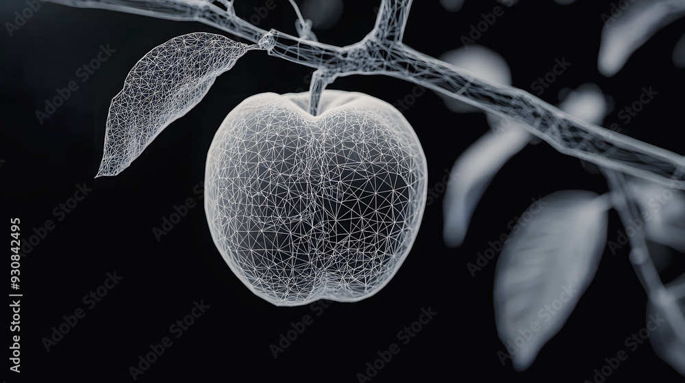 Abstract illustration of the lines, shape and structure of an apple ...