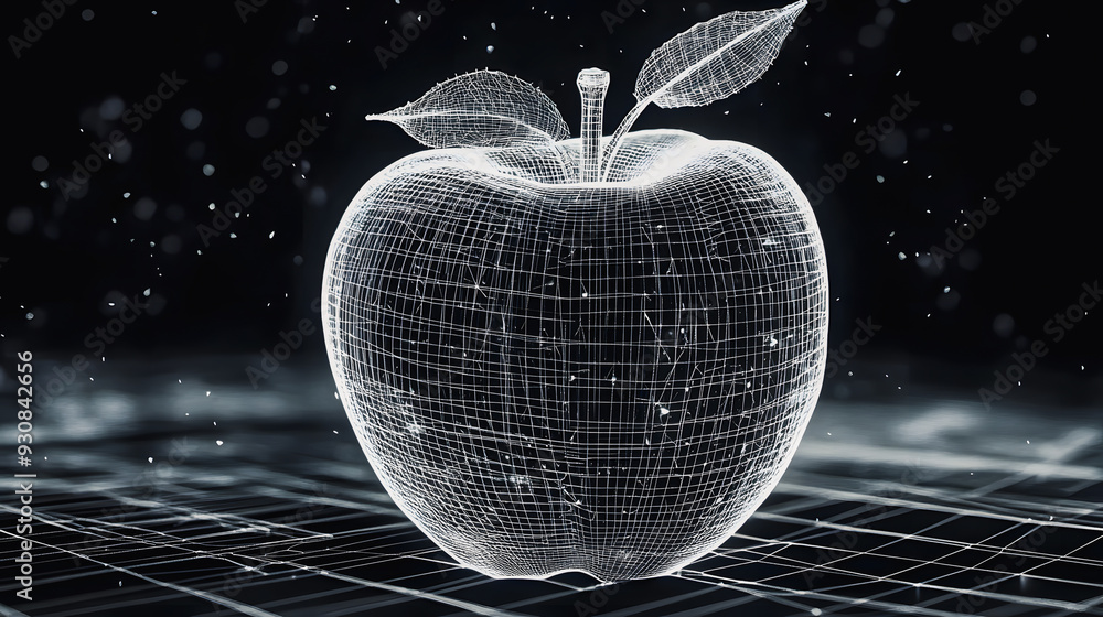 Abstract illustration of the lines, shape and structure of an apple ...