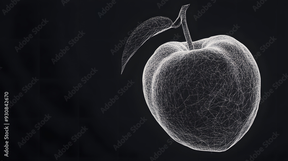 Abstract illustration of the lines, shape and structure of an apple ...