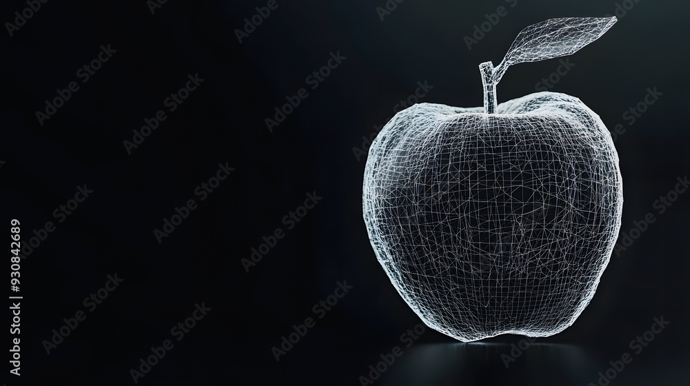 Abstract illustration of the lines, shape and structure of an apple ...