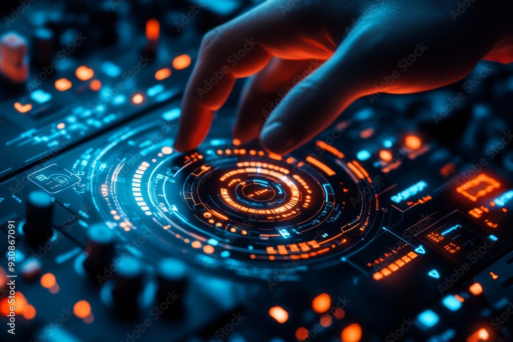 Futuristic medical technology interface with a digital human figure ...