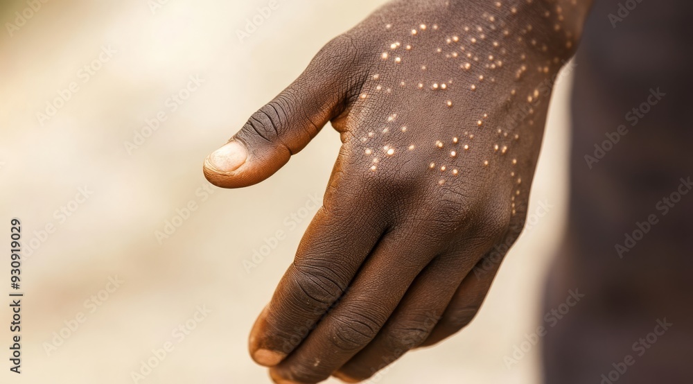 The image depicts a human hand that exhibits clear and distinct signs ...