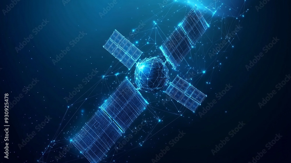 Abstract 3d satellites in space. Global internet communications ...