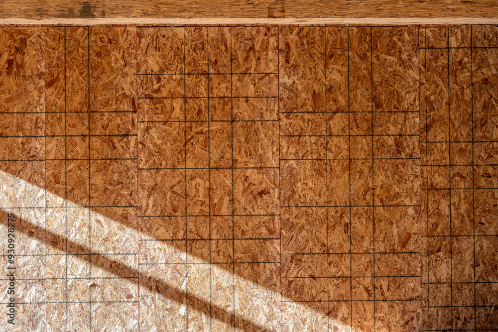 New residential home construction in framing stage, graphic detail of ...