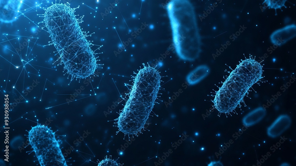 Microbiology low poly wireframe banner vector template. Futuristic ...