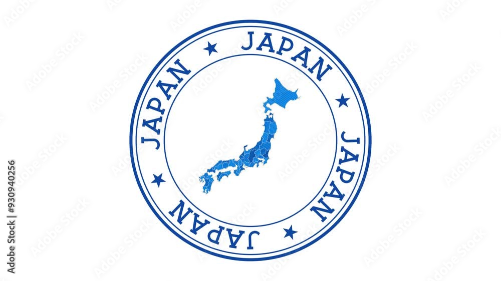 Japan intro. Badge with the circular name and map of country. Japan ...