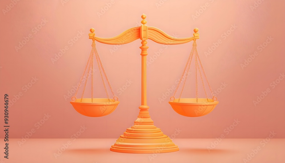 3 render of a scale of justice in balancing money and legal symbols ...