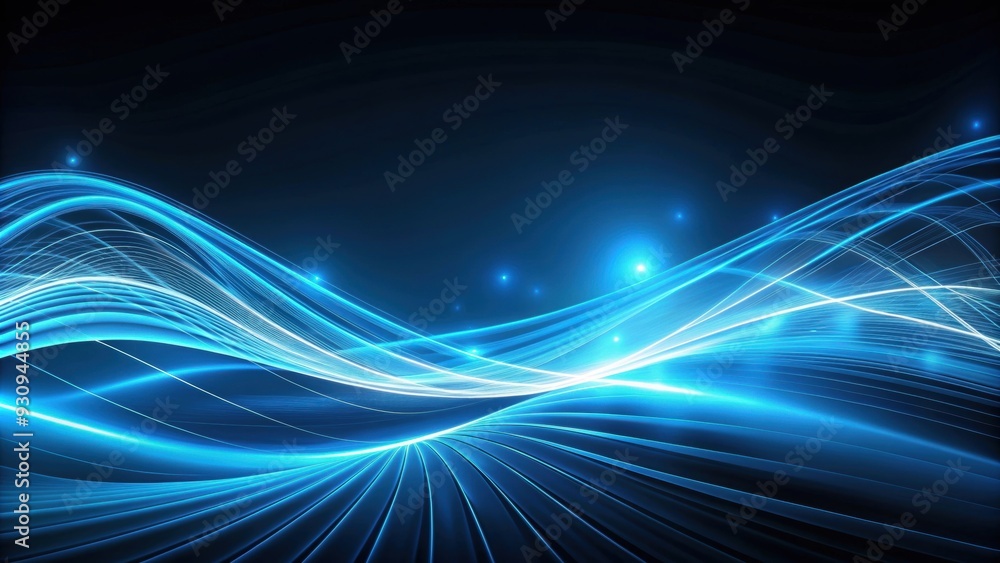 Abstract neon blue tech wallpaper with lines and curves, light and ...