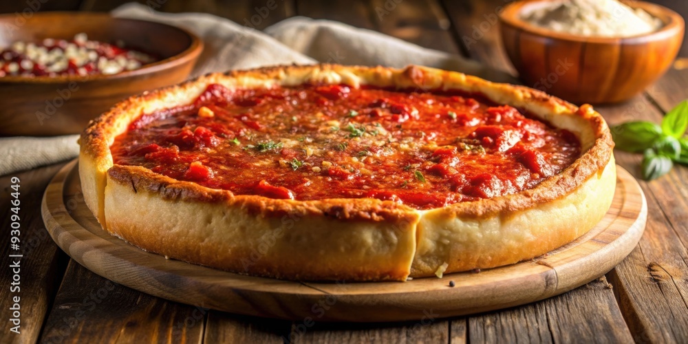 Thick and cheesy Chicago style pizza with deep dish crust , deep dish ...