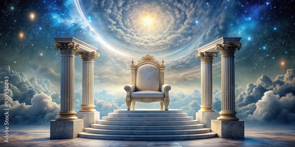 render of a dreamy throne podium with Roman stigma elements against a ...