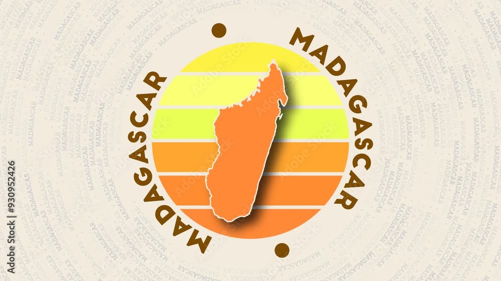 Madagascar logo intro. Badge with the circular name and map of country ...