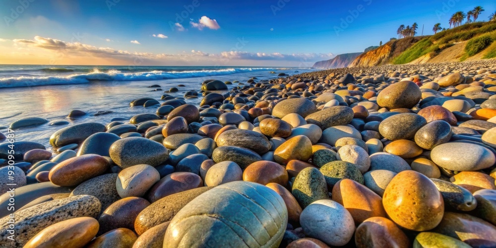 Rounded and polished rocks of various origins at Swamis Beach in ...