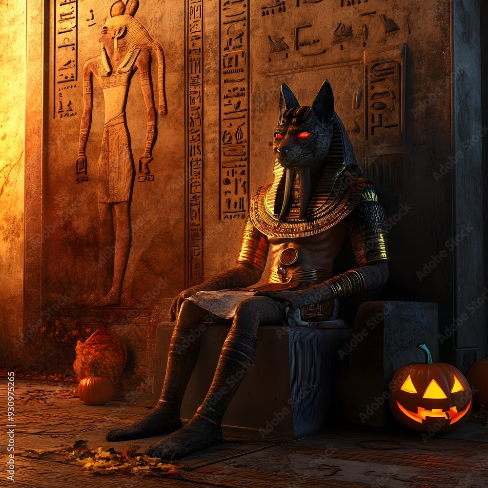A haunting 3D rendered image that blends the eerie elements of Egyptian ...