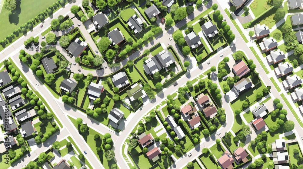 Draw a detailed site plan for a residential development, highlighting ...