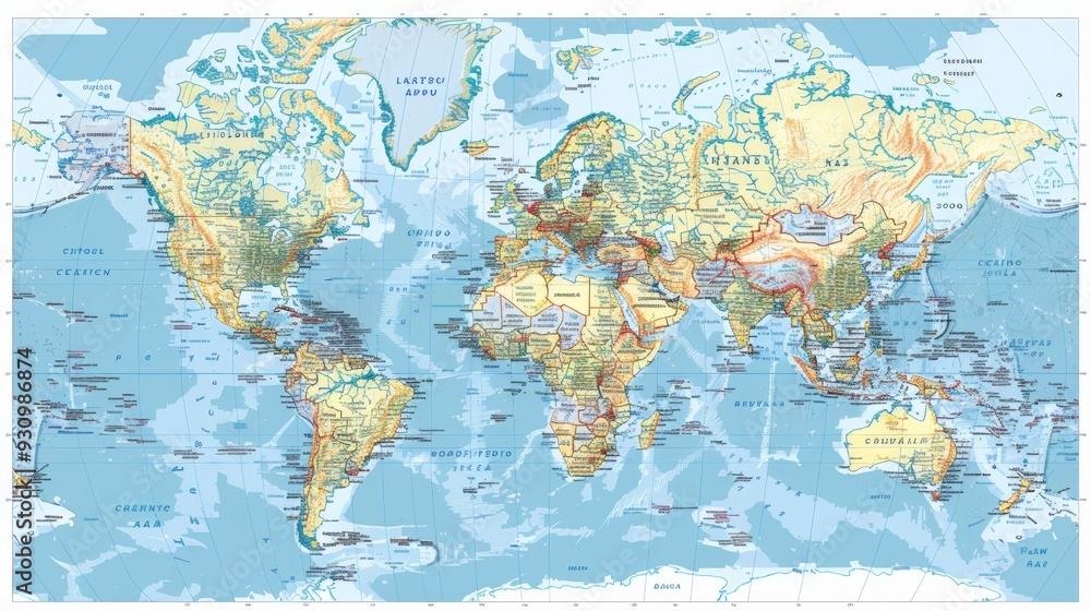 Draw a detailed world map that includes major highways and railways ...