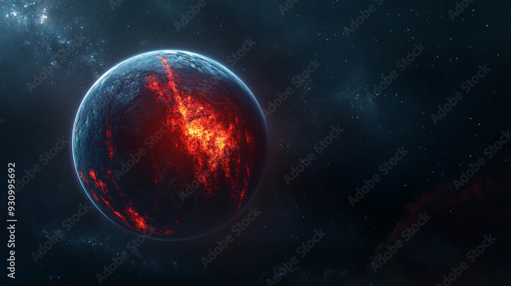 Planets orbiting a dying red giant star, surrounded by glowing ...