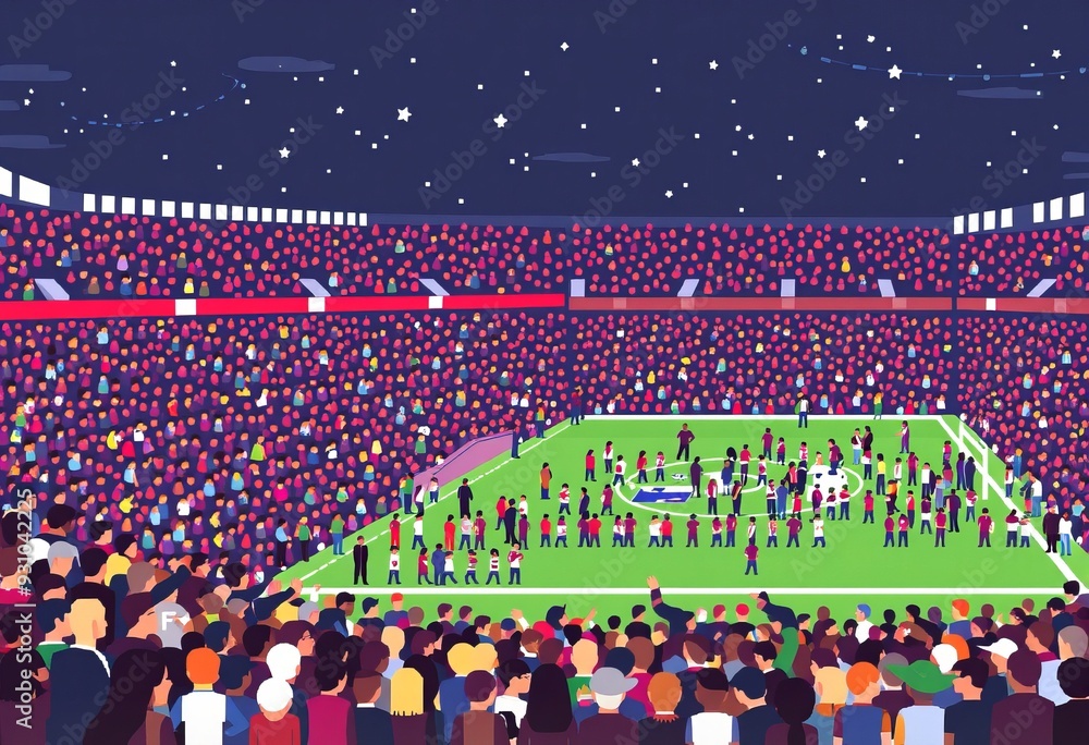 Stadium Crowd Pixel Scene Pixel art scene of a crowded stadium u Stock ...