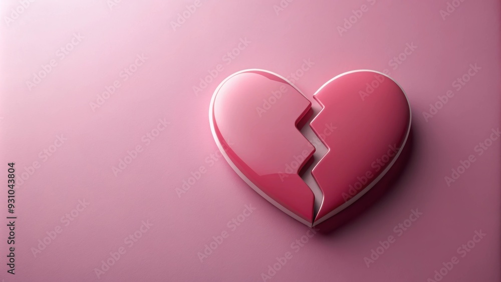 Broken heart symbol on a soft pink background , heartbreak, love ...
