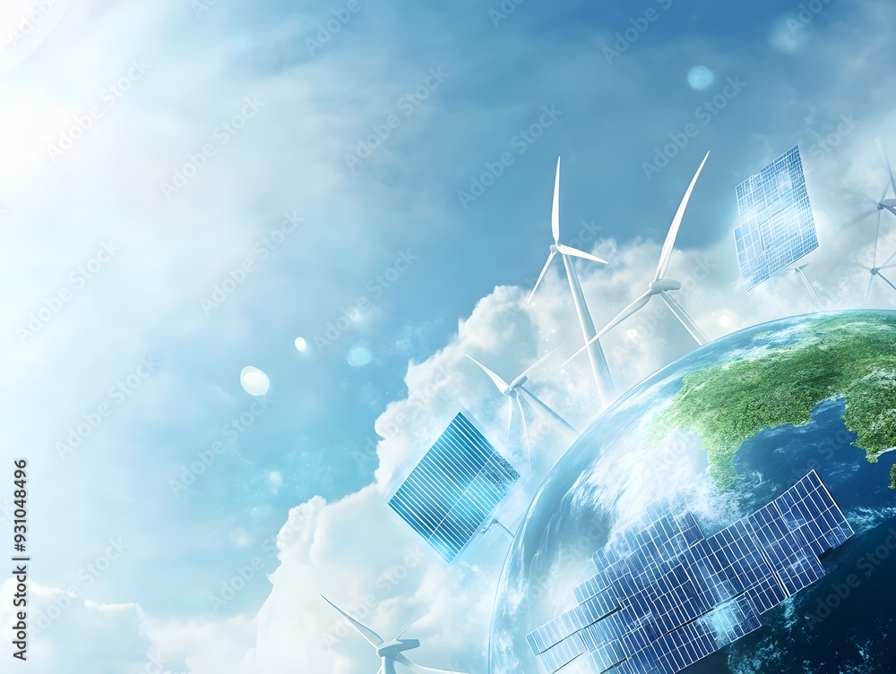 Harnessing the Future Renewable Energy showcasing various forms of ...