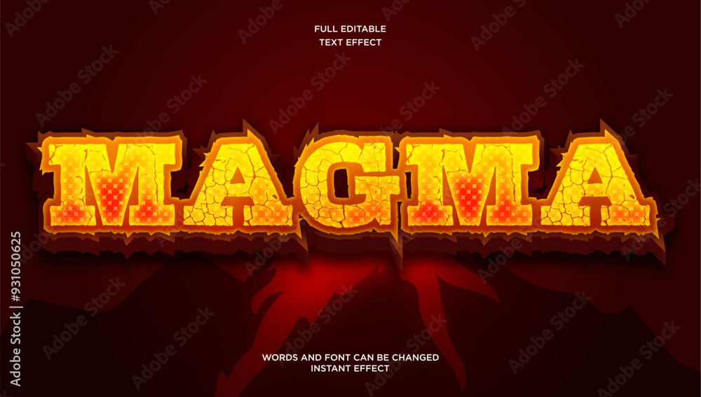 magma vulcano editable text effect burn flame grilled 3d text style Stock Vector | Adobe Stock