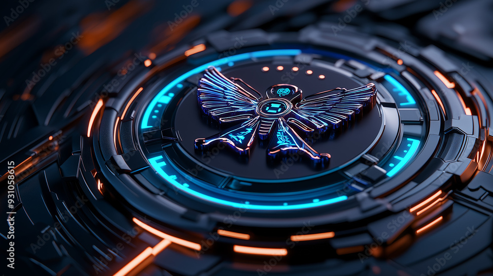 A futuristic health tech logo incorporating symbols of wearables and ...