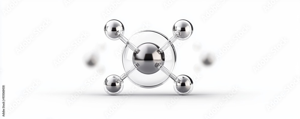 Minimalistic line art of an atomic structure with electrons orbiting ...
