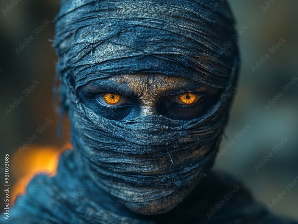 Craft a frontal view of a mummy wrapped in bandage 383 eye, face, mask ...