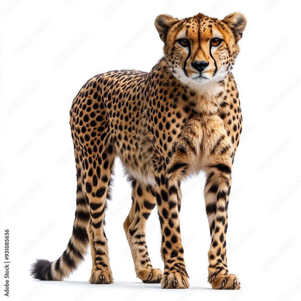 Portrait of a cheetah full body standing front vie 519 leopard, cat ...