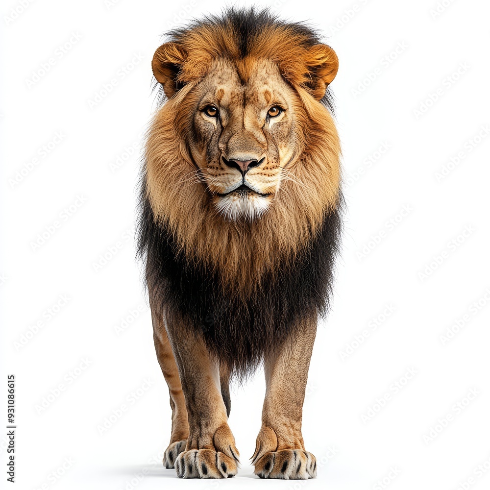 Portrait of a lion full body standing front view i 454 lion, animal ...